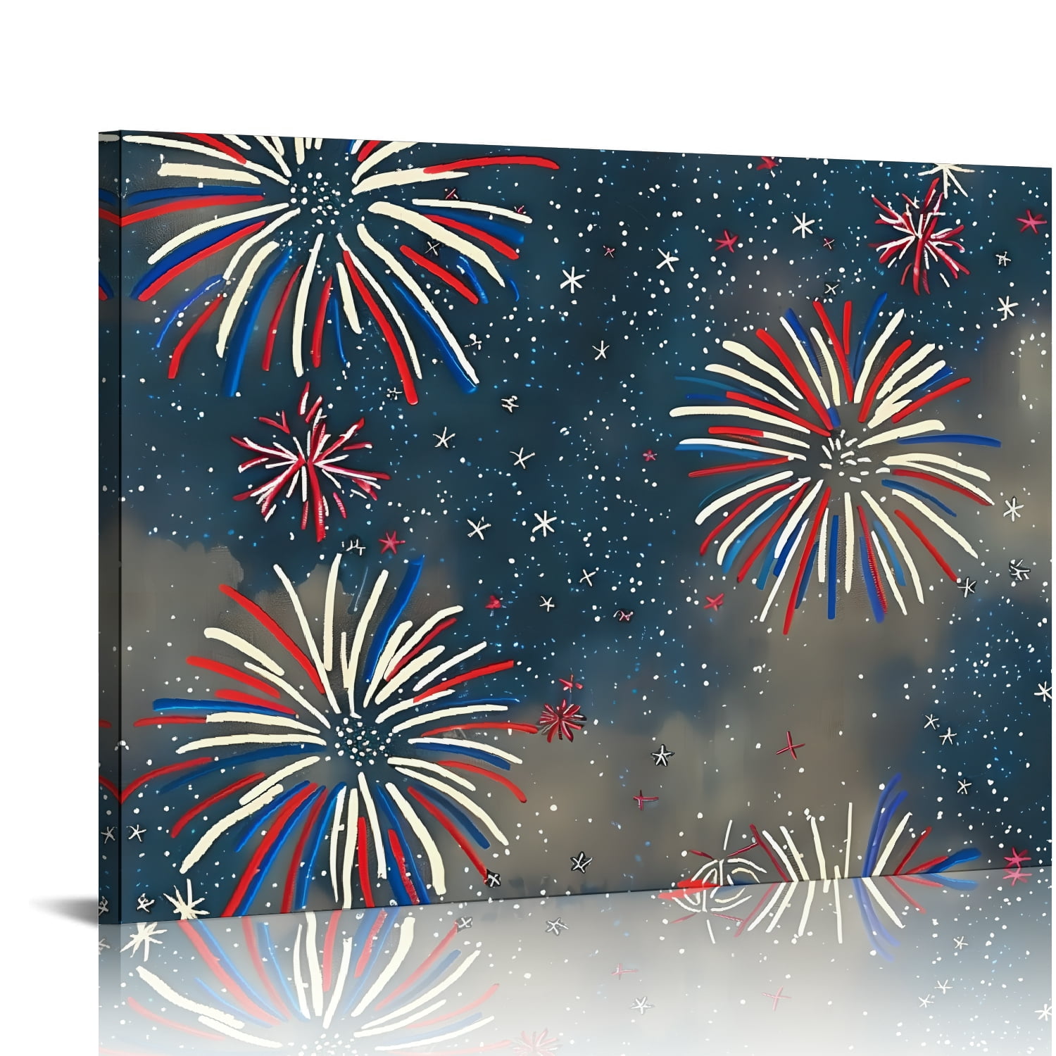 Chilfamy Fireworks Stars American Scene Wall Decor Canvas Art 16x12in ...