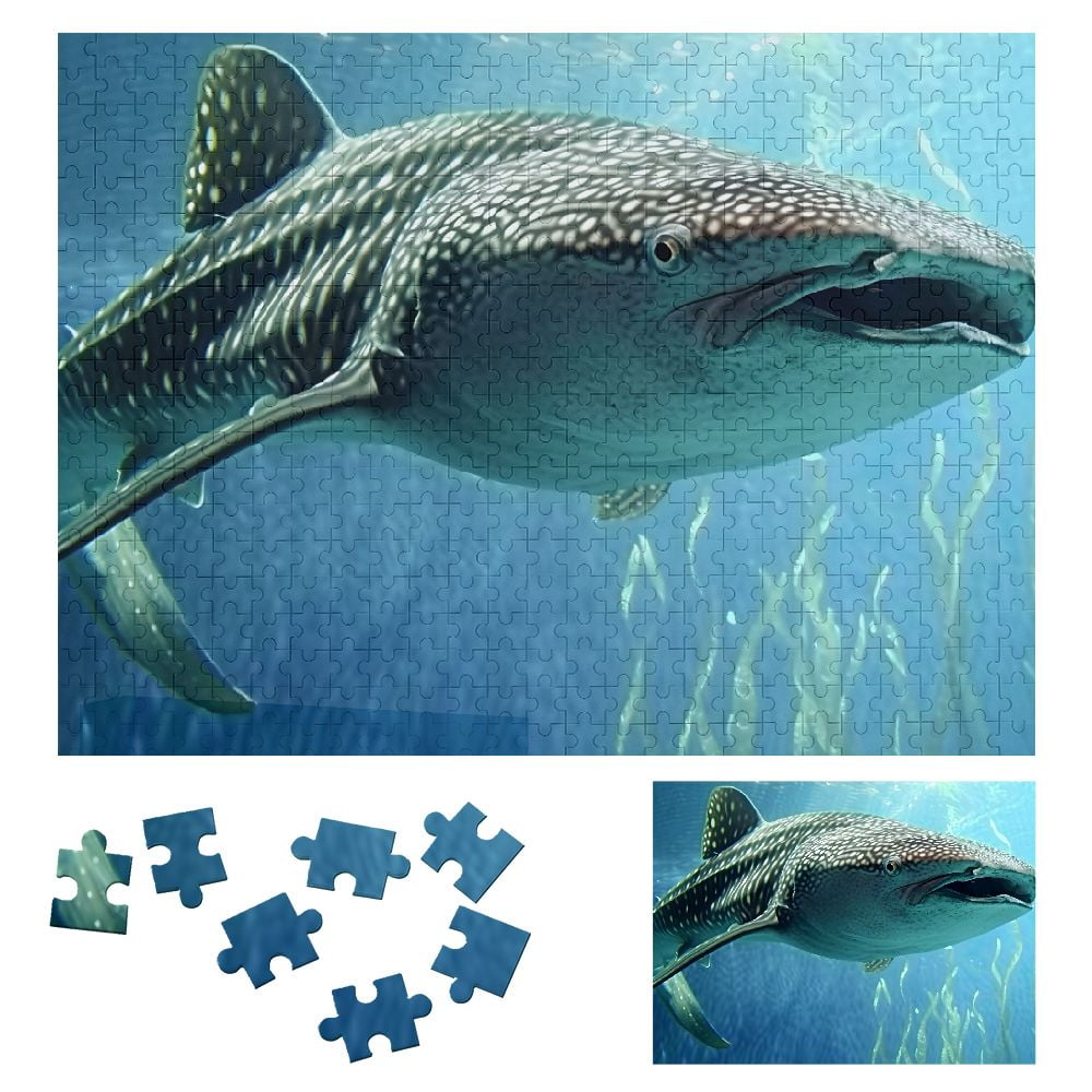 Chilfamy Fish Long Neck Underwater Wooden Jigsaw Puzzle Challenging Difficult Wood Puzzles for ...