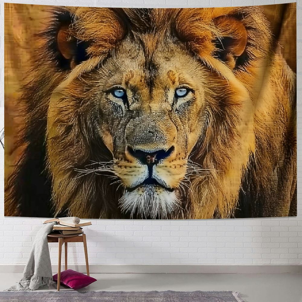 Chilfamy Flame Lion Tapestry Wall Hanging,Lion Wall Art Tapestry Animal ...