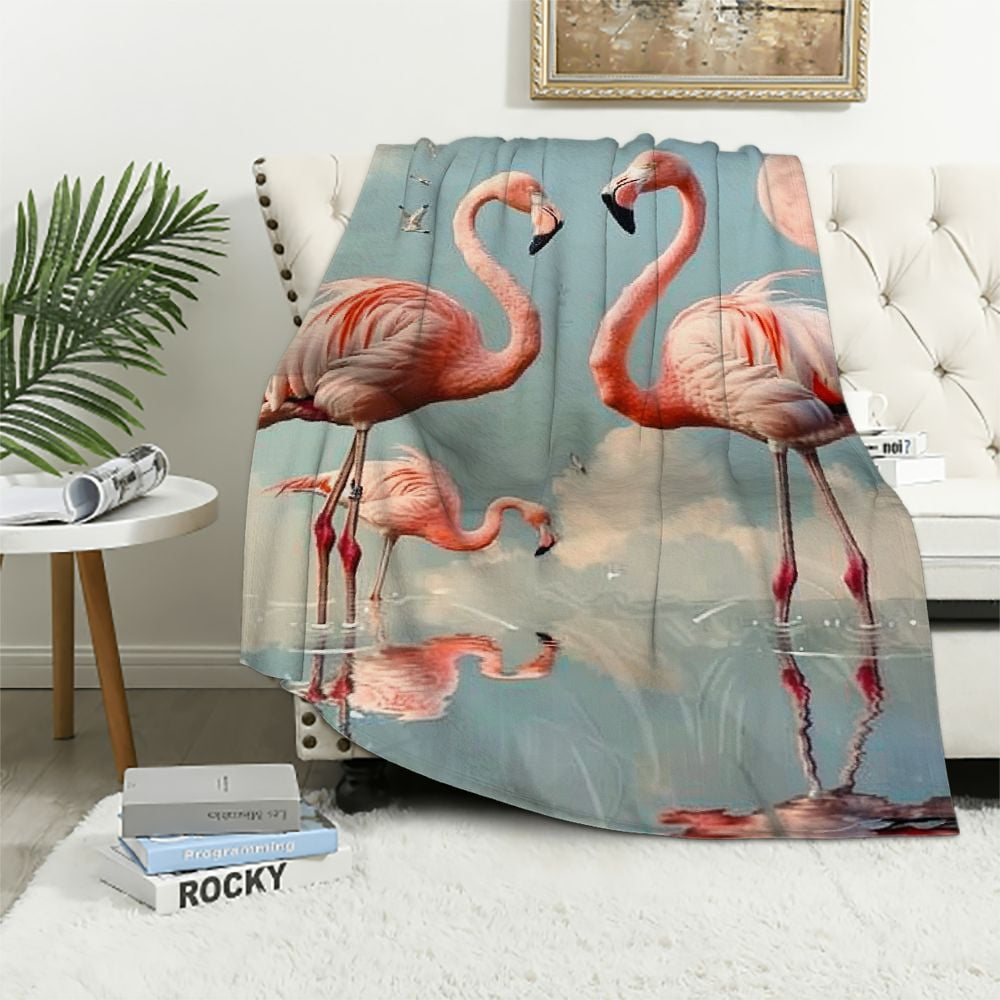 Chilfamy Flamingo Blanket Soft Warm Pink Flamingo Animal Throw Blanket ...
