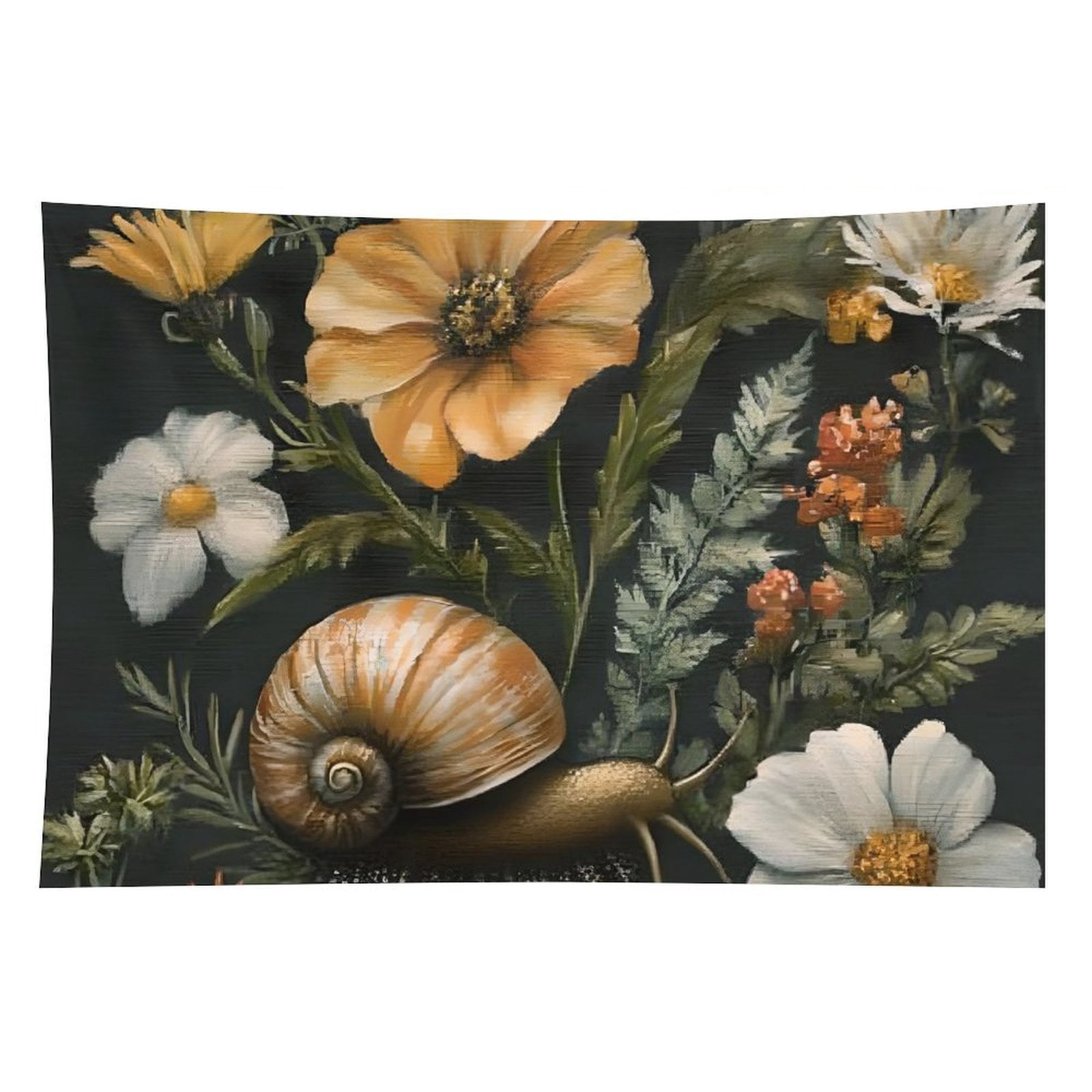 Chilfamy Floral Snail Still Life Polyester Wall Tapestry Anti Wrinkle ...