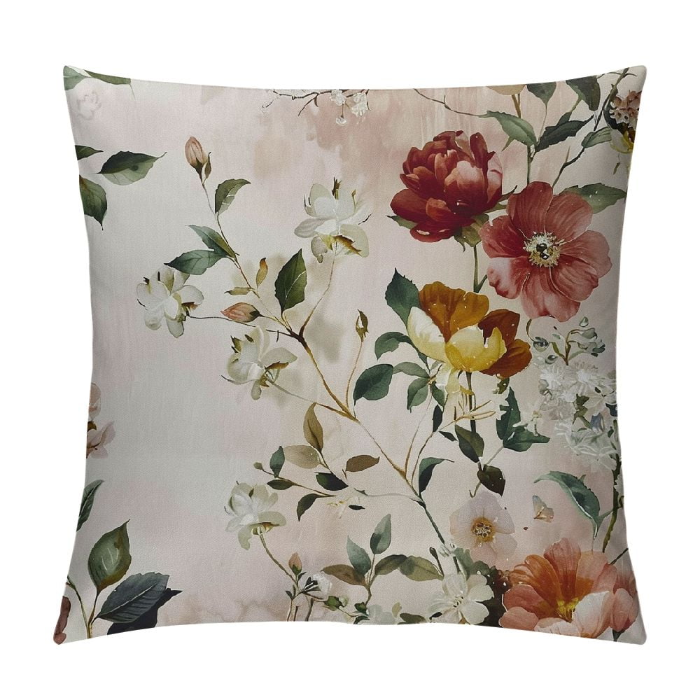 Chilfamy Floral Spring Pillow Covers Vintage Wild Flowers Decor Throw ...