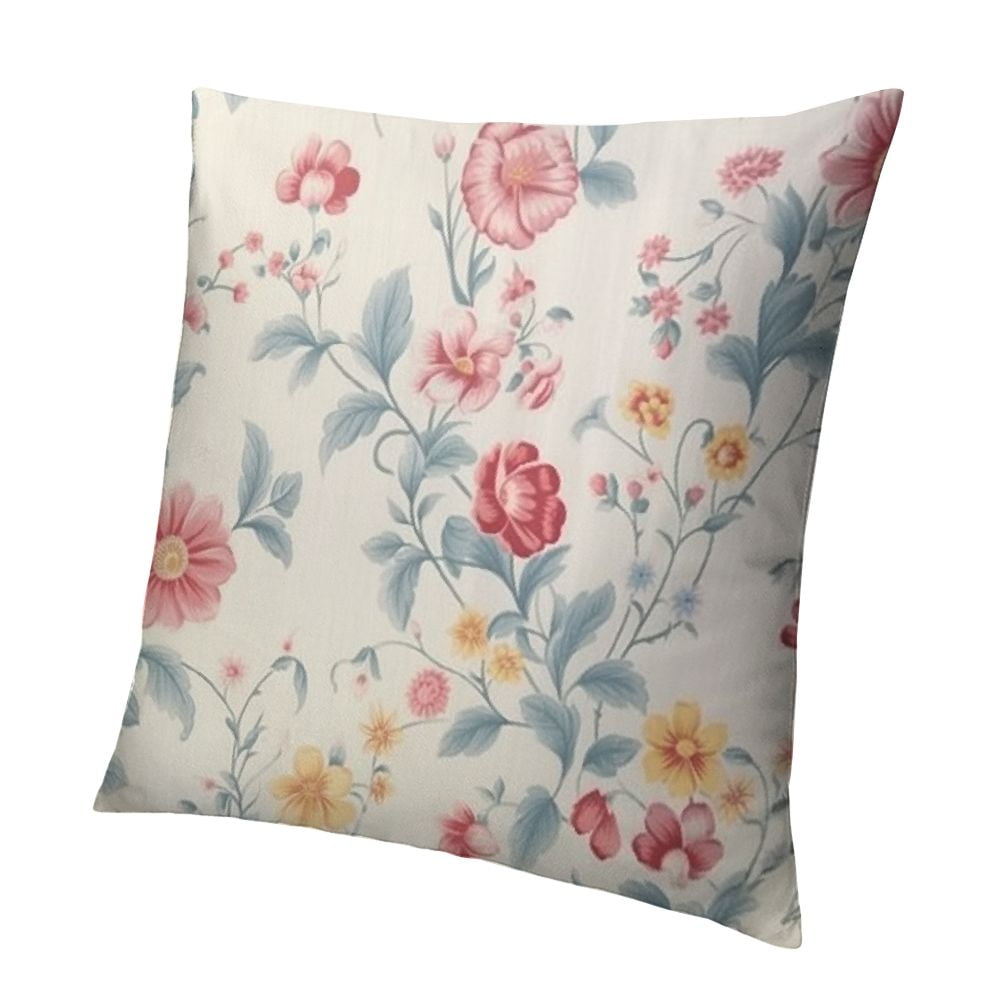 Chilfamy Flower Pastoral Style Throw Pillow Cover Blue Grey Leaves ...