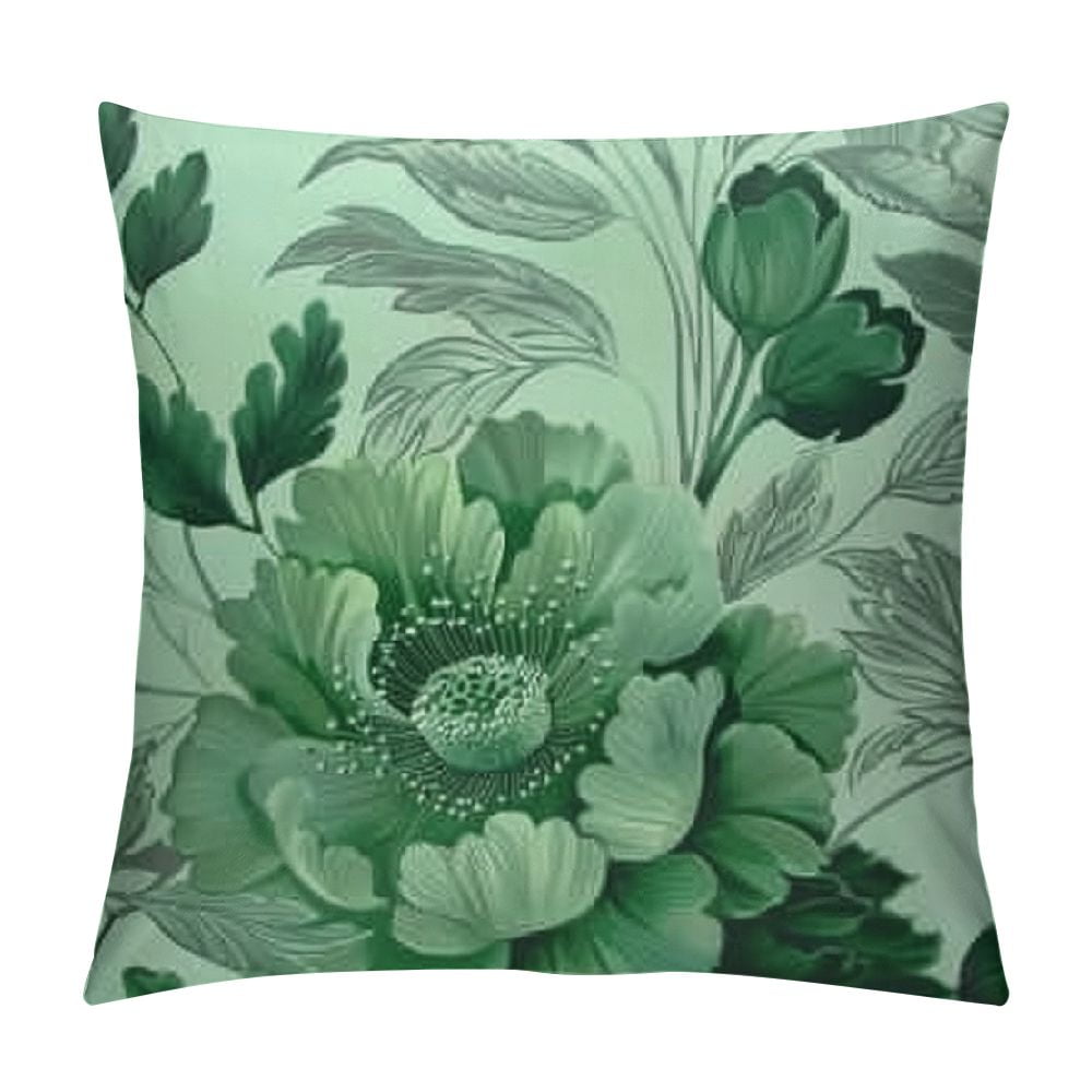 Chilfamy Flower Pattern Green Detailed Painting Modern Rustic ...