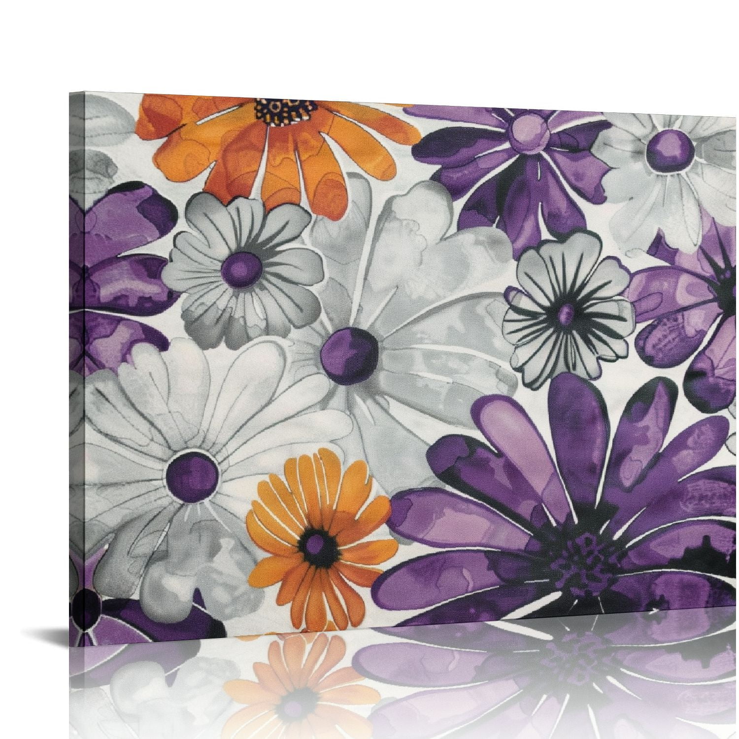 Chilfamy Flower Pattern Painting Wall Art Print On Canvas Ready To Hang ...