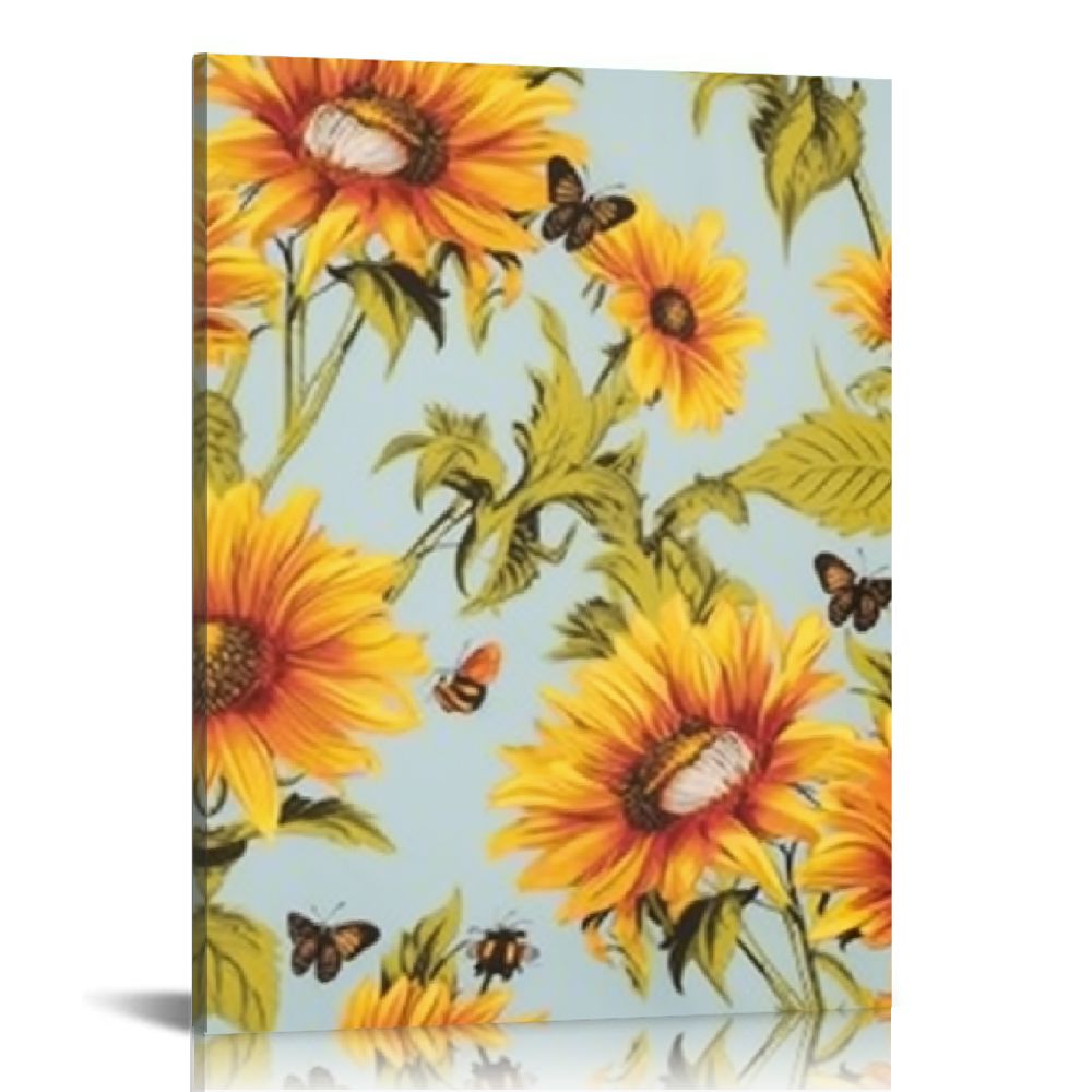 Chilfamy Flowers Bees Silk Screen Art Modern Canvas Prints Wall Decor ...