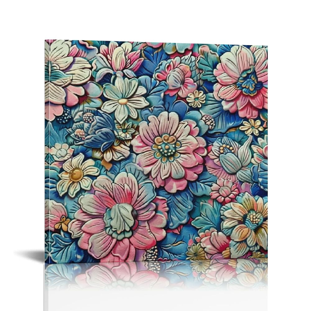 Chilfamy Flowers Blue Pink Wall Decor Canvas Prints Art for Living Room ...