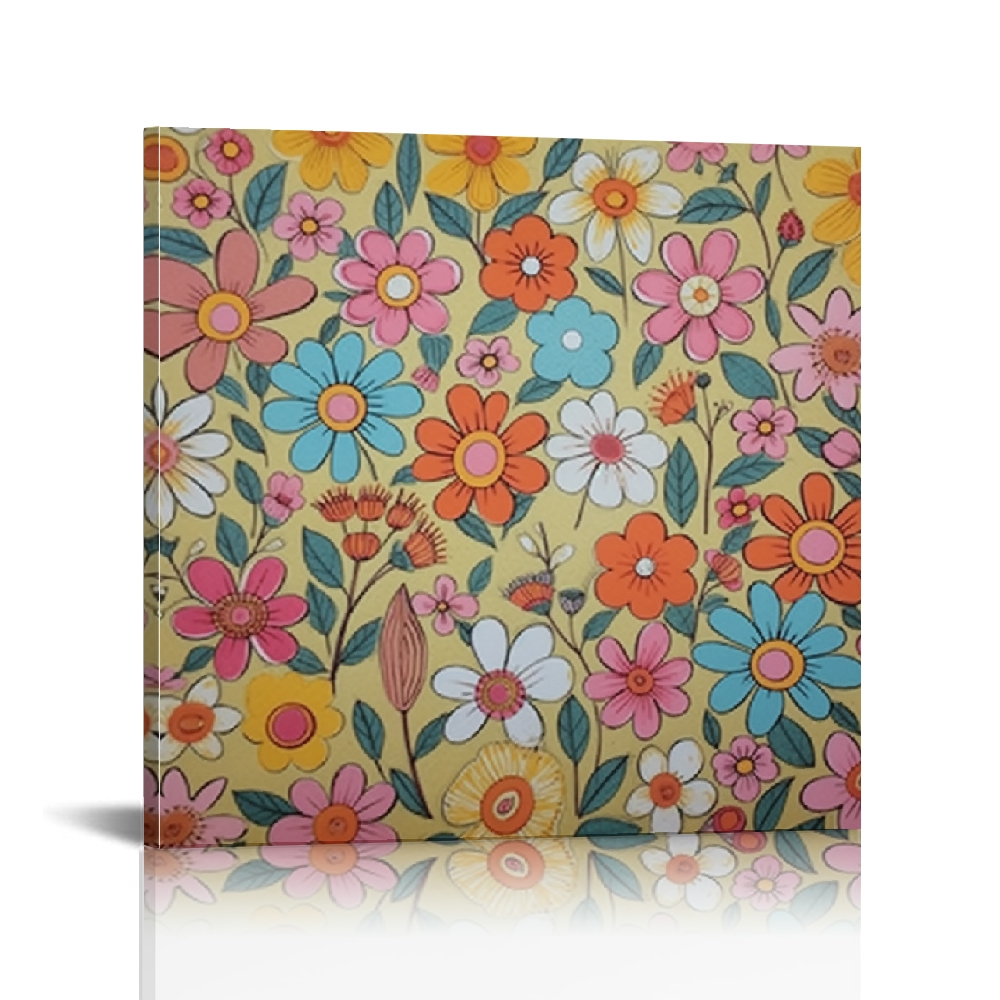 Chilfamy Flowers Branch Folk Art Print On Canvas Wall Art Decor 12x12in ...