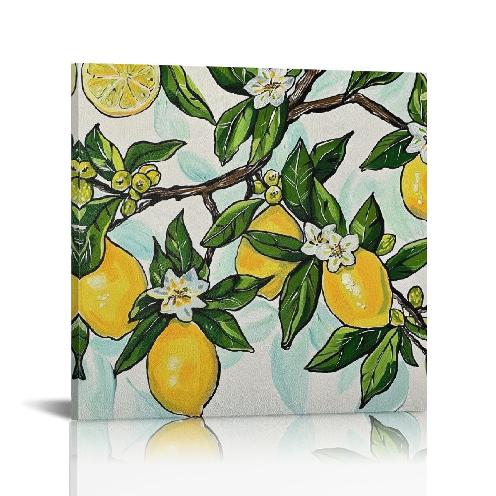 Chilfamy Flowers Branch Lemon Canvas Print Art Decor Ready to Hang Room ...