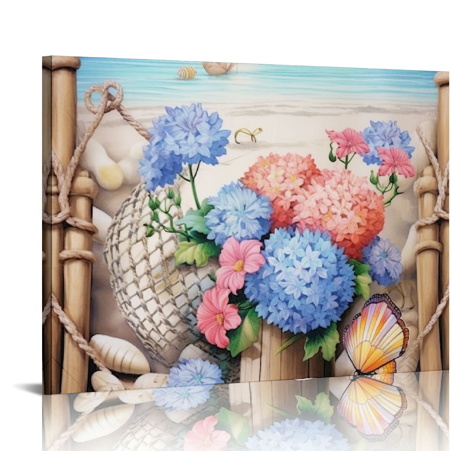Chilfamy Flowers Butterfly Seashells Wall Decor for Bedroom Modern ...