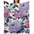 Chilfamy Flowers Leaves Pattern Soft Flannel Throw Blanket, Lightweight ...