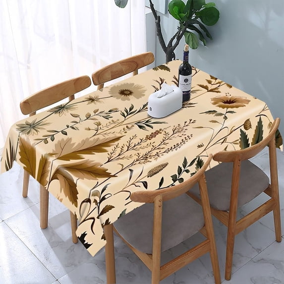 Chilfamy Flowers Plant Pattern Rectangle Dining Tablecloth, Washable ...