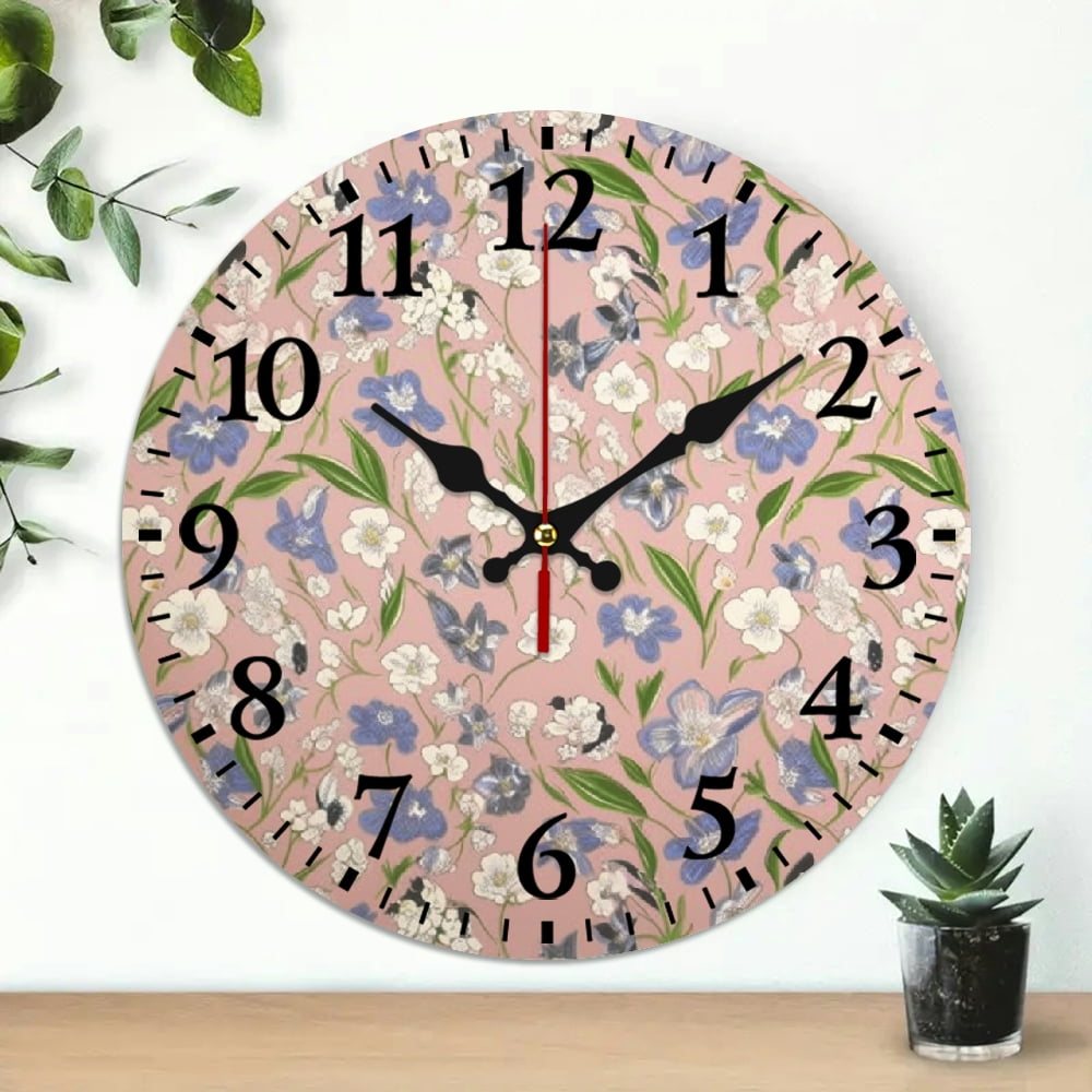 Chilfamy Flowers Theme Wall Clock 10 Inch for Living Room, Kitchen ...