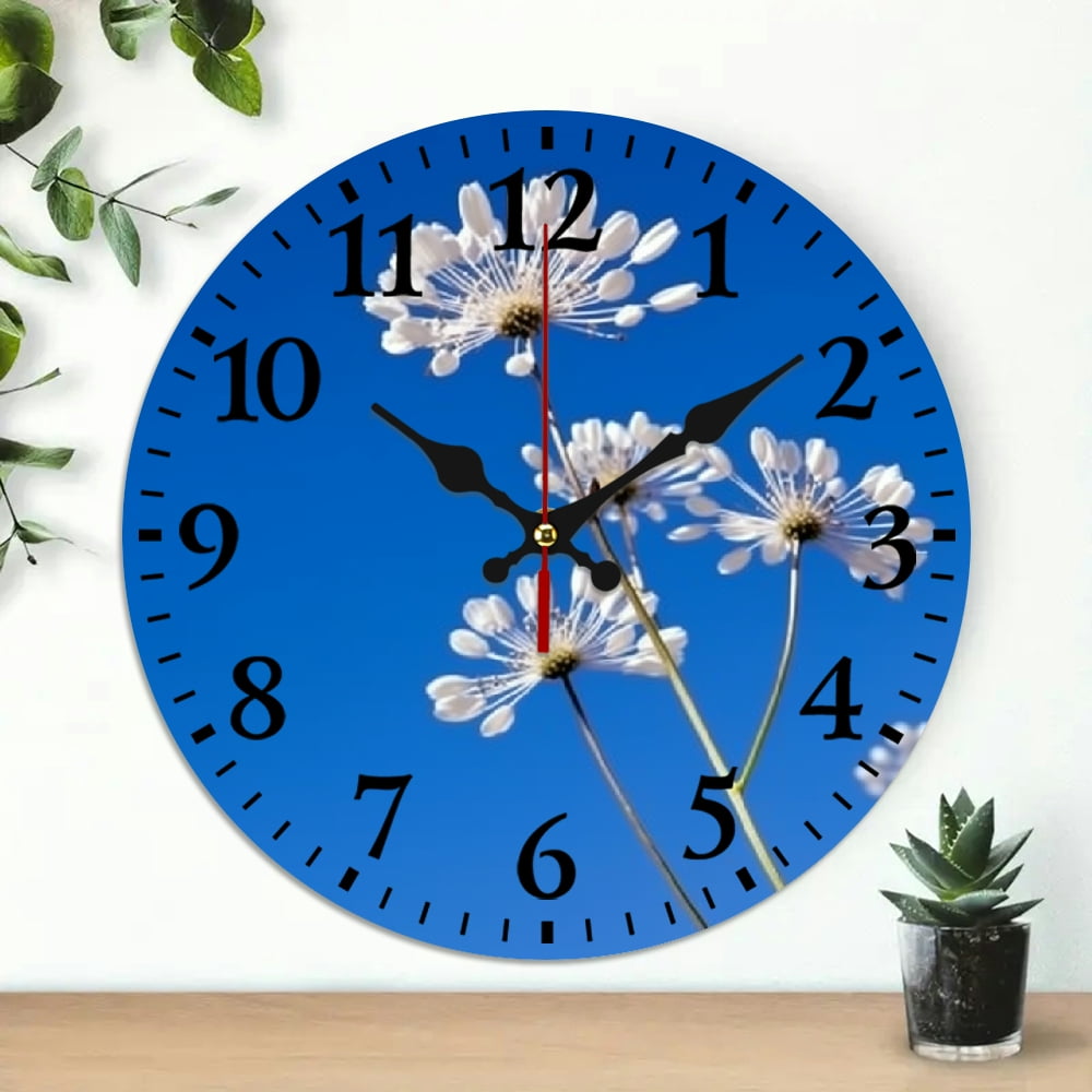 Chilfamy Flowers Wall Clock 10-Inch, Silent Wall Clock for Living Room ...