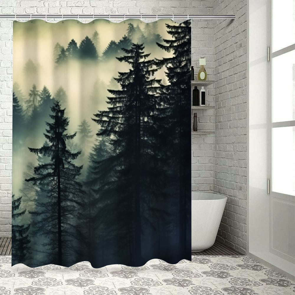 Chilfamy Foggy Forest Pretty Shower Curtain Bathroom Decor 100% ...