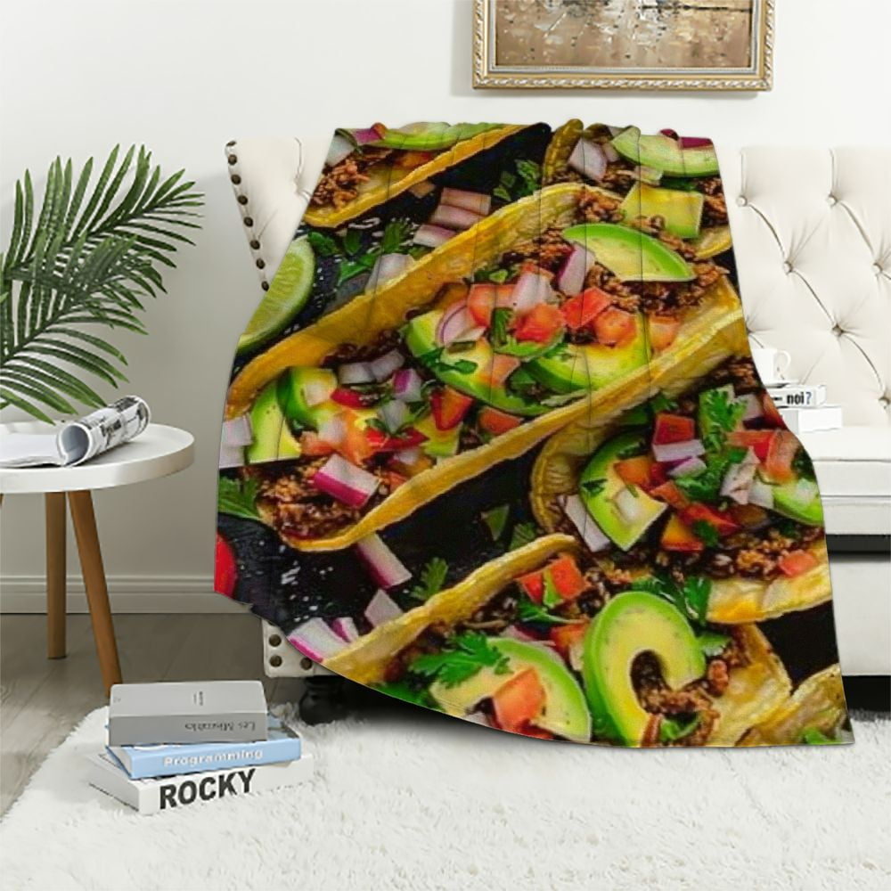 Chilfamy Food Taco Blanket Cozy Soft Lightweight Flannel Throw Blanket ...
