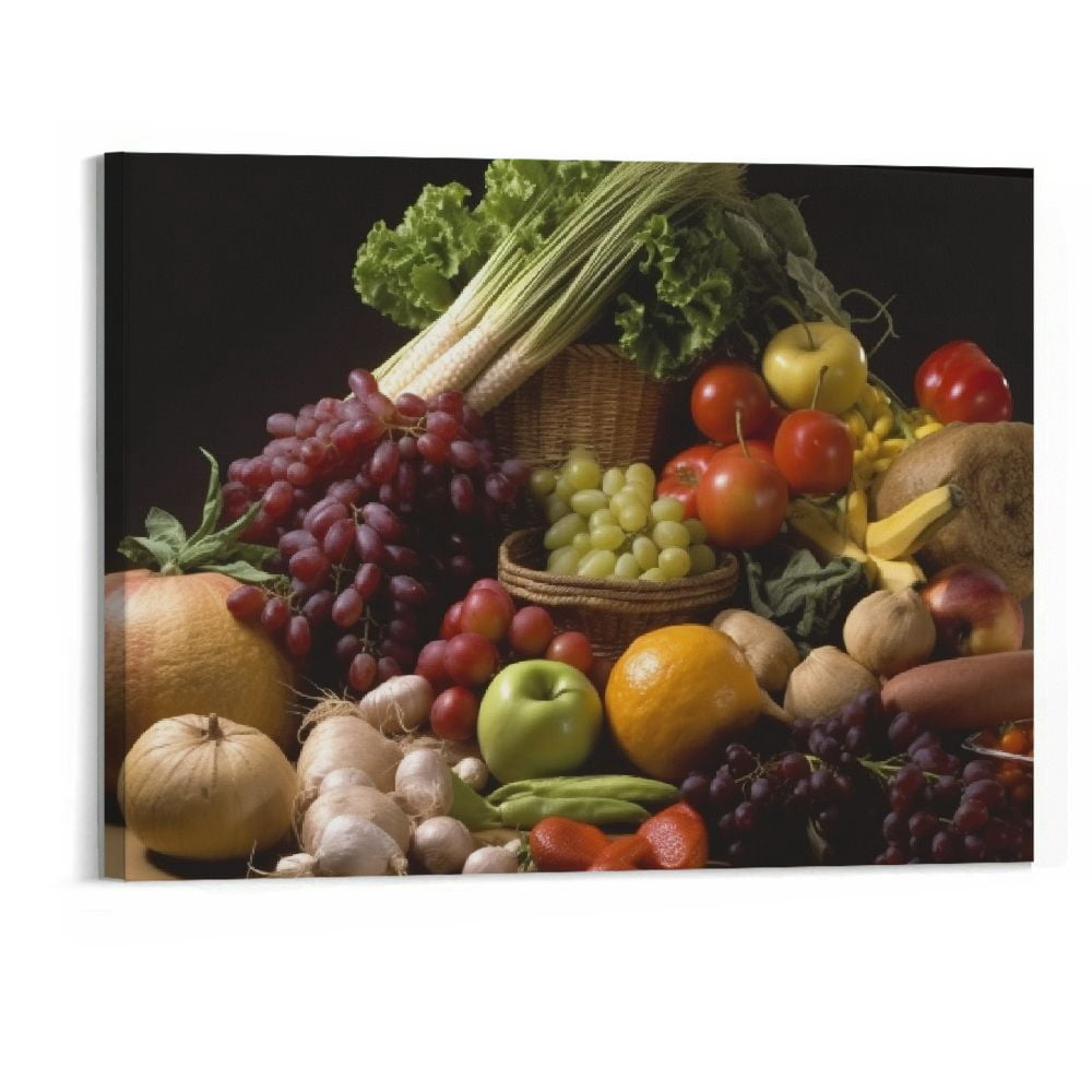 Chilfamy Food Vegetable And Fruit Kitchen Canvas Wall Art Framed Prints ...