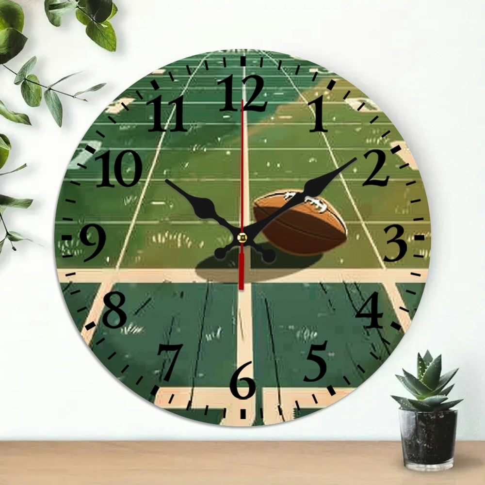 Chilfamy Football Field Poster Wall Clock Decorative Silent 10-Inch ...