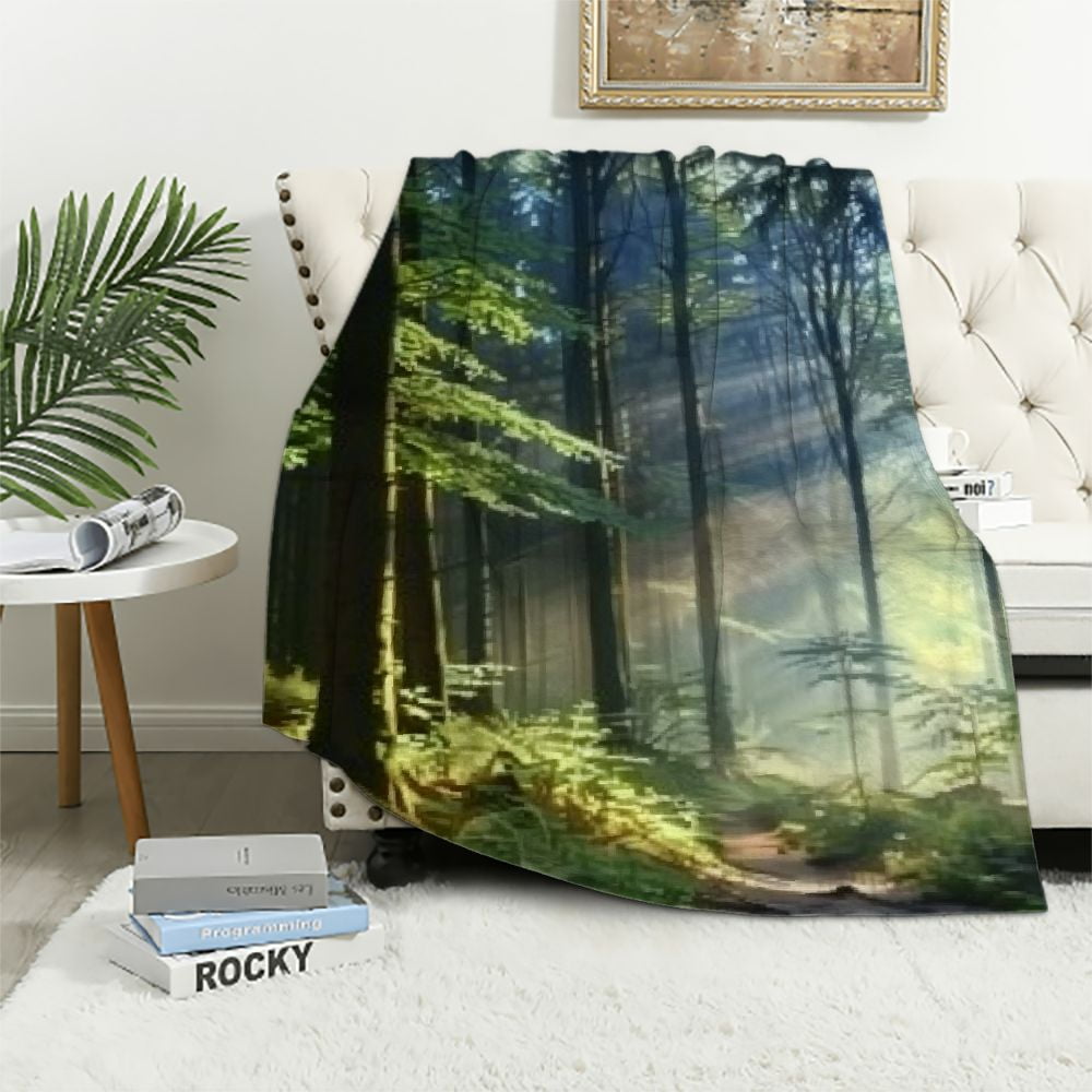 Chilfamy Forest Path Light Fog Throw Blanket Soft Flannel Cozy Plush ...