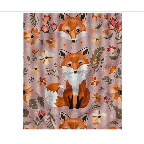 Chilfamy Fox Autumn Floral Shower Curtain ,Watercolor Flowers Bathroom ...
