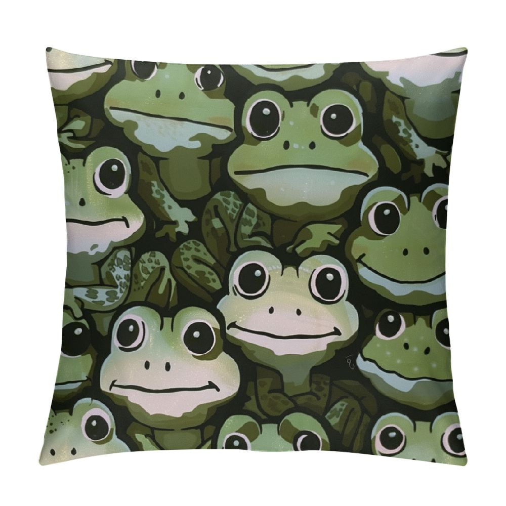Chilfamy Frog Pillow Cover, Soft Solid Decorative Square Throw Pillow ...