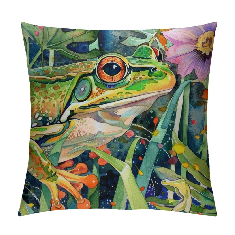 Chilfamy Funny Animal Frog Home Decorative Throw Pillow Cover ...