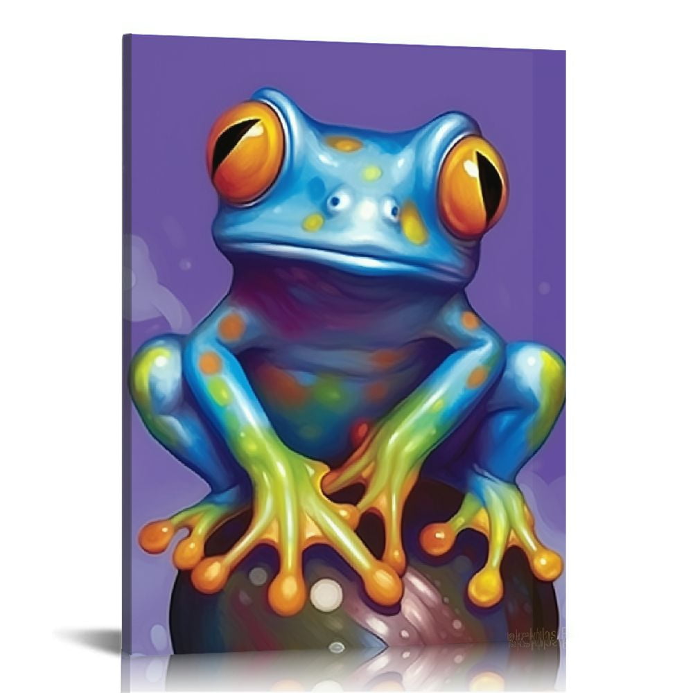 Chilfamy Funny Frog Canvas Wall Art See Hear Speak No Evil Animal ...