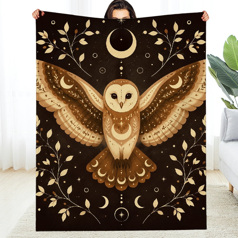 Chilfamy Fuzzy Bedding for the Couch, Celestial Barn Owl in Sepia Tones ...