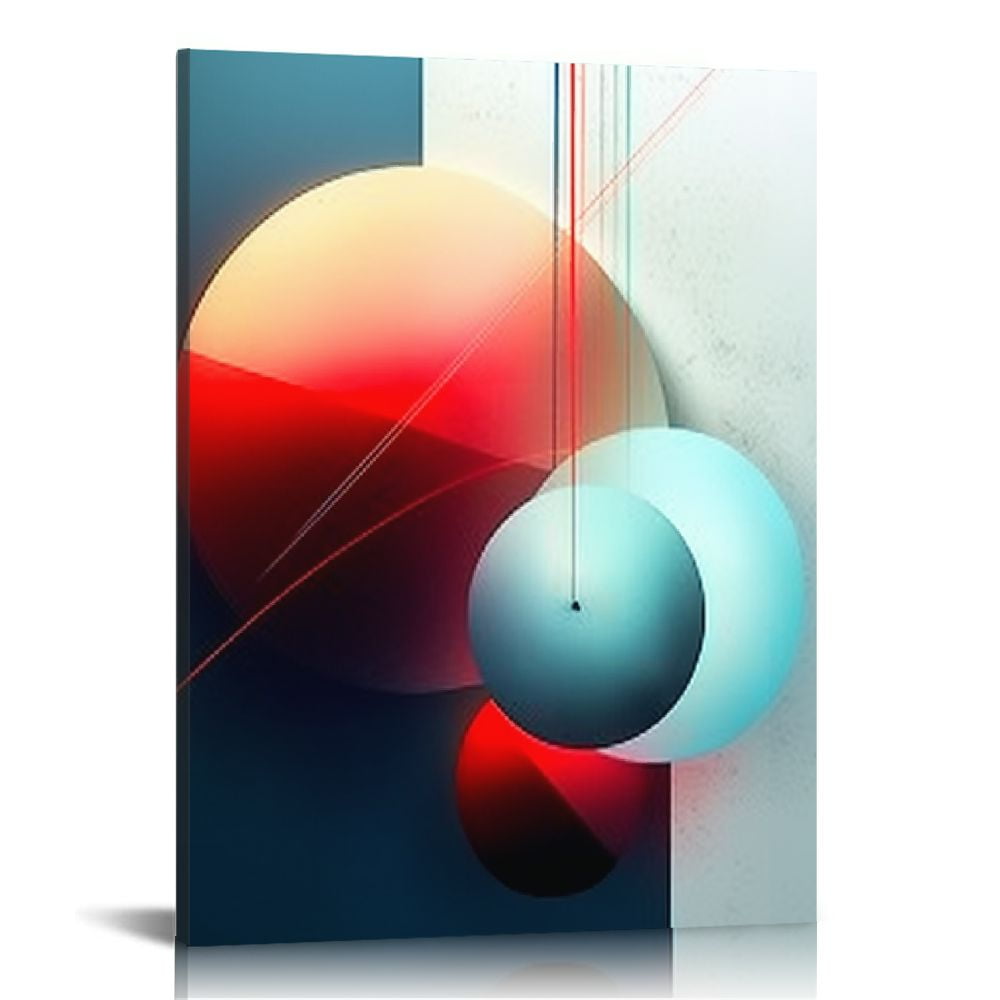 Chilfamy Geometry Wall Art for Living Room Decor Red and White Modern ...