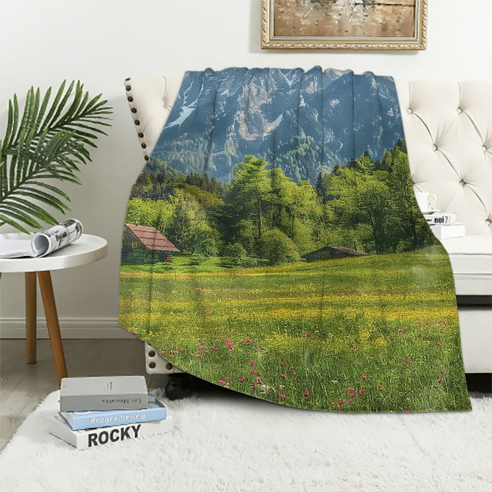 Chilfamy Germany Soft Flannel Throw Blanket, Bavarian Alps Village of ...