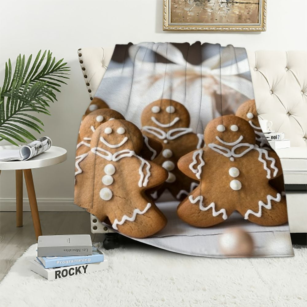 Chilfamy Ginger Cookies Cozy Throw Blanket for Bedroom Living Rooms ...