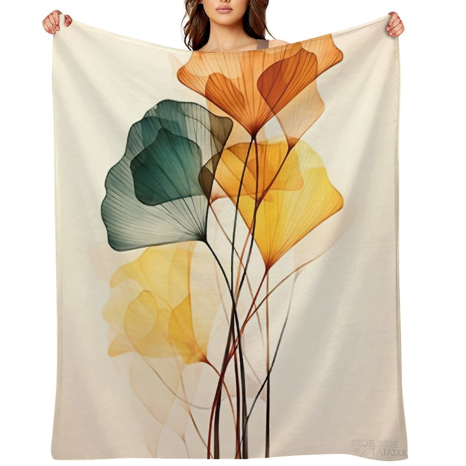 Chilfamy Ginkgo Leaves Transparent Soft Flannel Throw Blanket ...