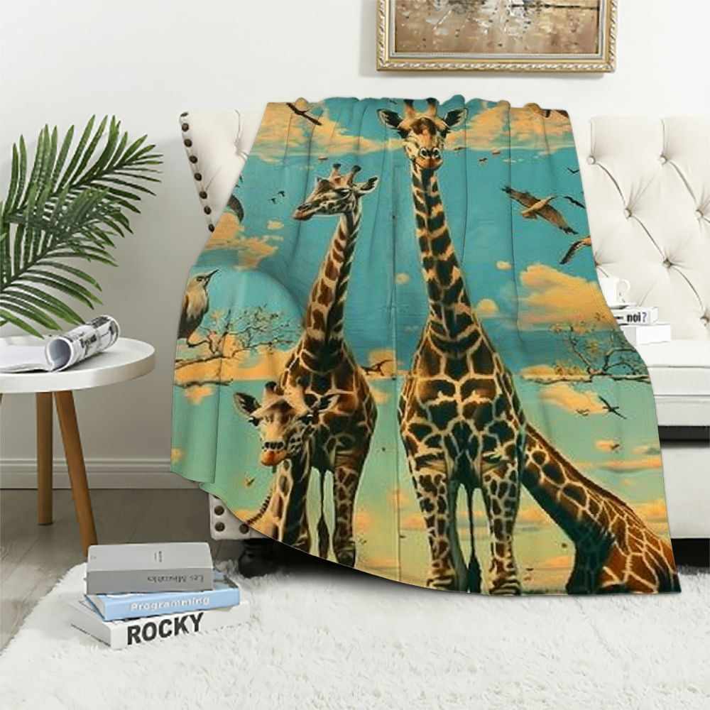 Chilfamy Giraffe Blanket Gifts for Kids Adults Soft Warm Lightweight ...