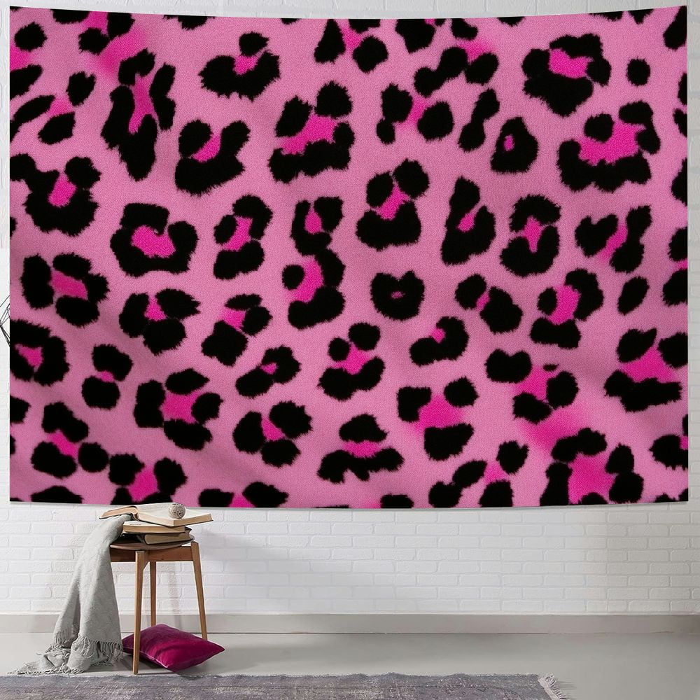 Chilfamy Girls Leopard Wall Blanket Pink Cheetah Print Tapestry Women ...