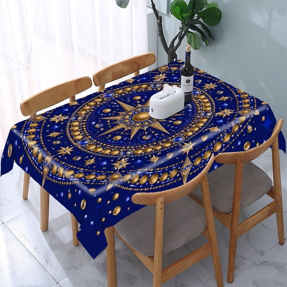 Chilfamy Gold Compass Star Rectangle Dining Tablecloth, Washable ...