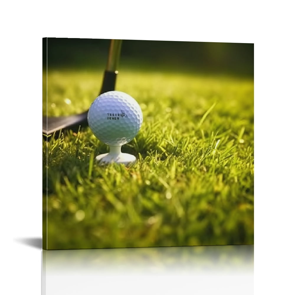 Chilfamy Golf Ball Golf Club Green Grass Canvas Wall Art Decor 12x12in ...