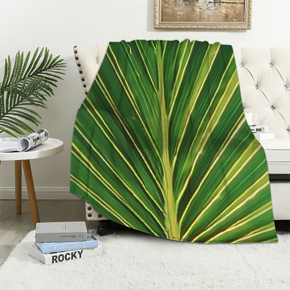 Chilfamy Green Leaf Blanket Flannel Plant Throw Blankets Soft Giant ...