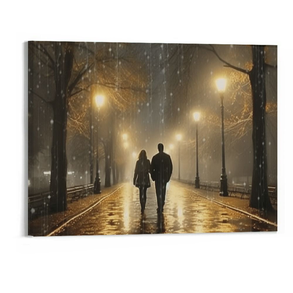 Chilfamy Home Office Decor Fall Lovers Walking Night Light Scenery ...
