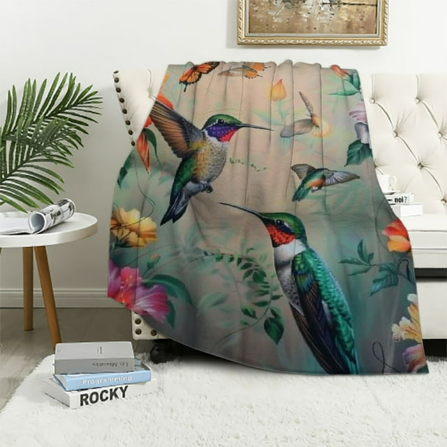 Chilfamy Hummingbird Throw Blanket Butterfly Hummingbirds Theme Blanket ...