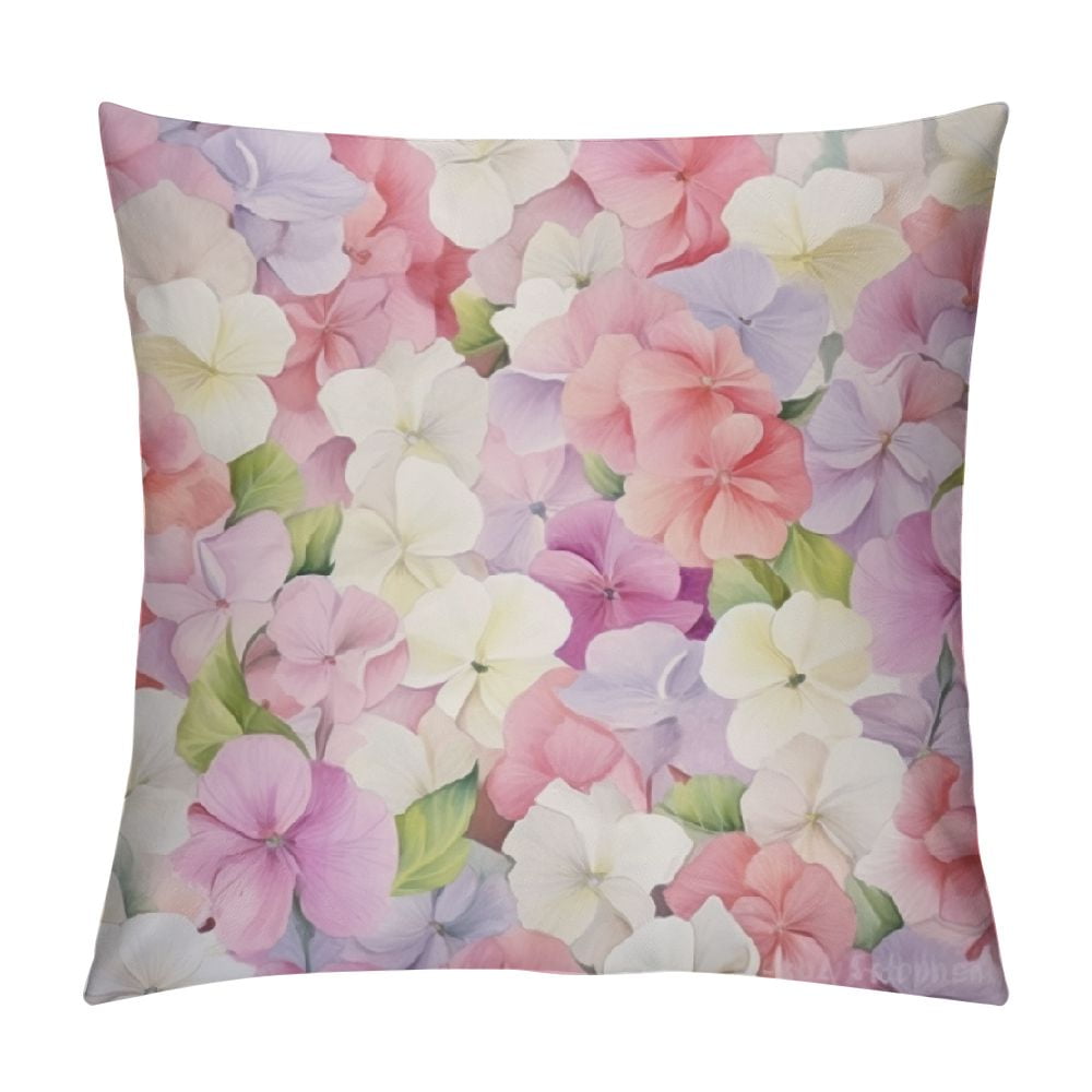 Chilfamy Hydrangea Flower Throw Pillow Covers Farmhouse Double Sided ...