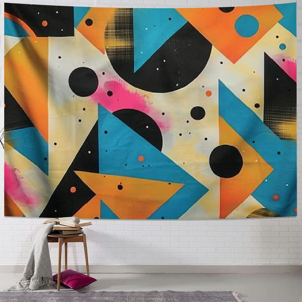 Chilfamy Indie Tapestry, Eighties Memphis Fashion Style Geometric ...