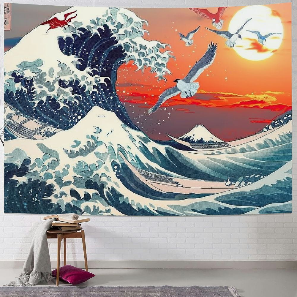 Chilfamy Japanese Kanagawa Great Wave Tapestry Mount Fuji Tapestry ...