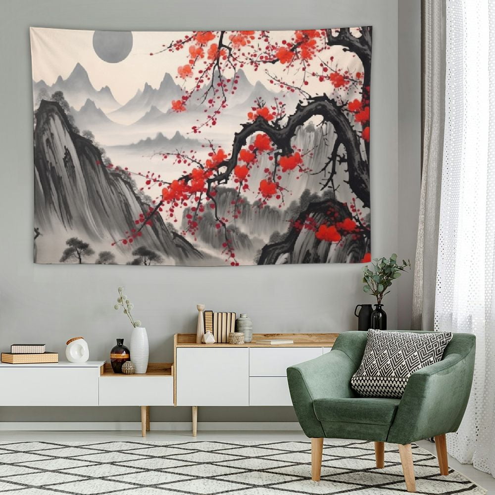 Chilfamy Japanese Tapestry Japan Tokyo Cherry Blossoms River Tapestry ...