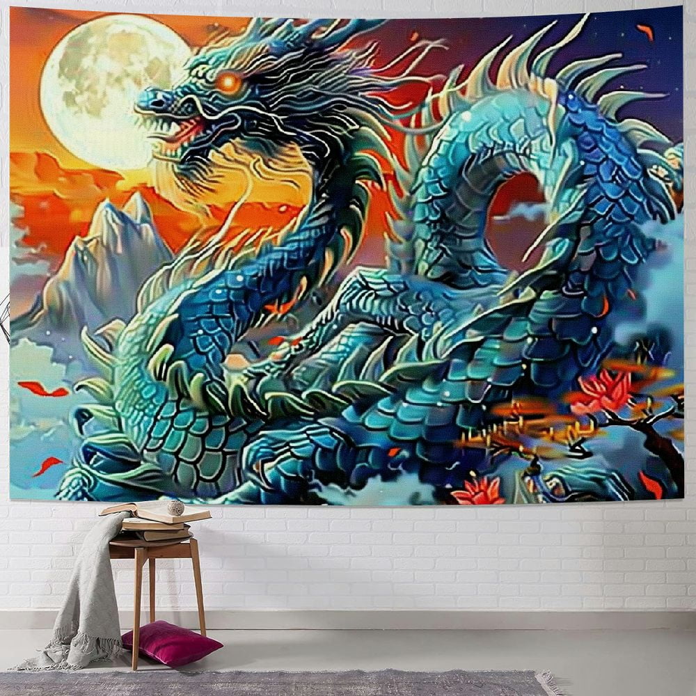 Chilfamy Japanese dragon Tapestry Wall Hanging Asian Anime Tapestry ...