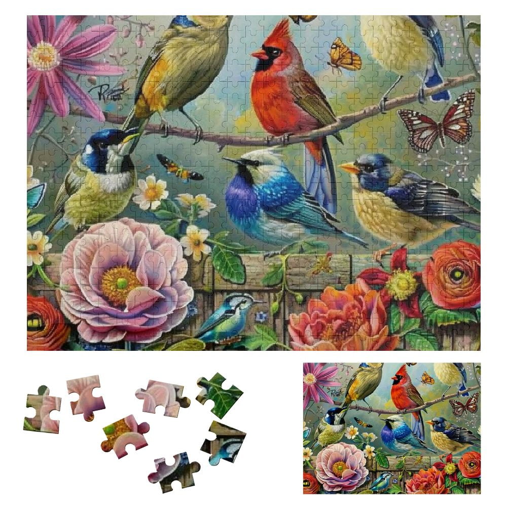 Chilfamy - Jigsaw Puzzle for Adults - Birds in A Blooming Garden ...