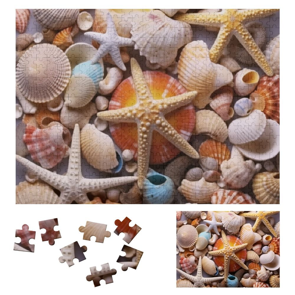 Chilfamy Jigsaw Puzzles for Adults Beach Shells Puzzle Thick Sturdy Precise Interlocking Family ...