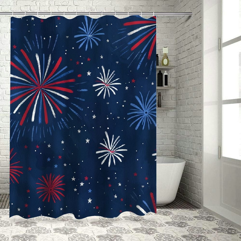 Chilfamy July 4th Shower Curtain, Fireworks Celebrate Patriotic ...