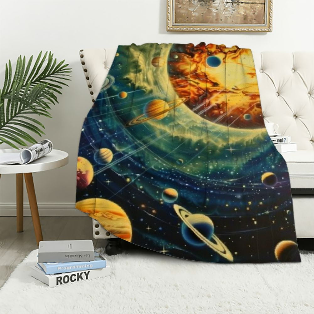 Chilfamy Kids Outer Space Flannel Blanket,Boys Starry Sky Galaxy ...