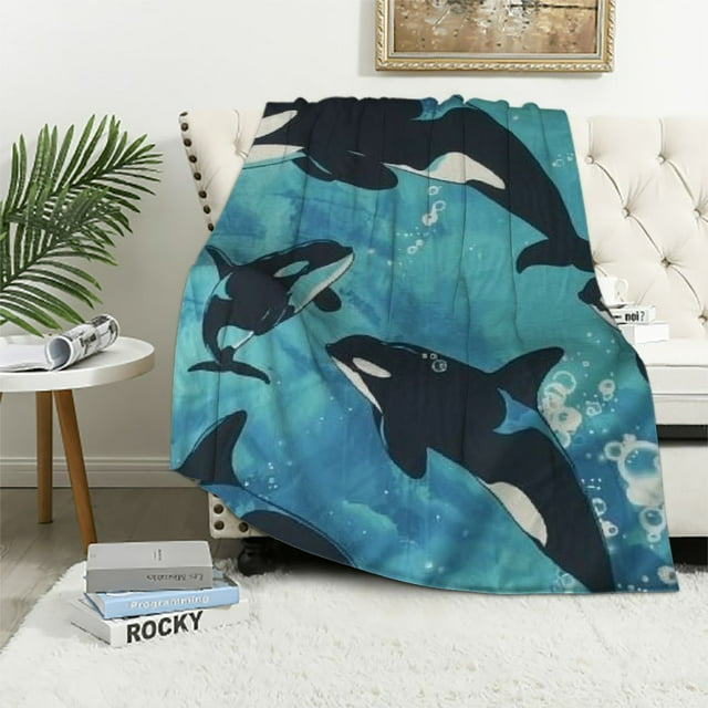 Chilfamy Killer Whale Throw Blanket Super Soft Warm Bed Bedding ...