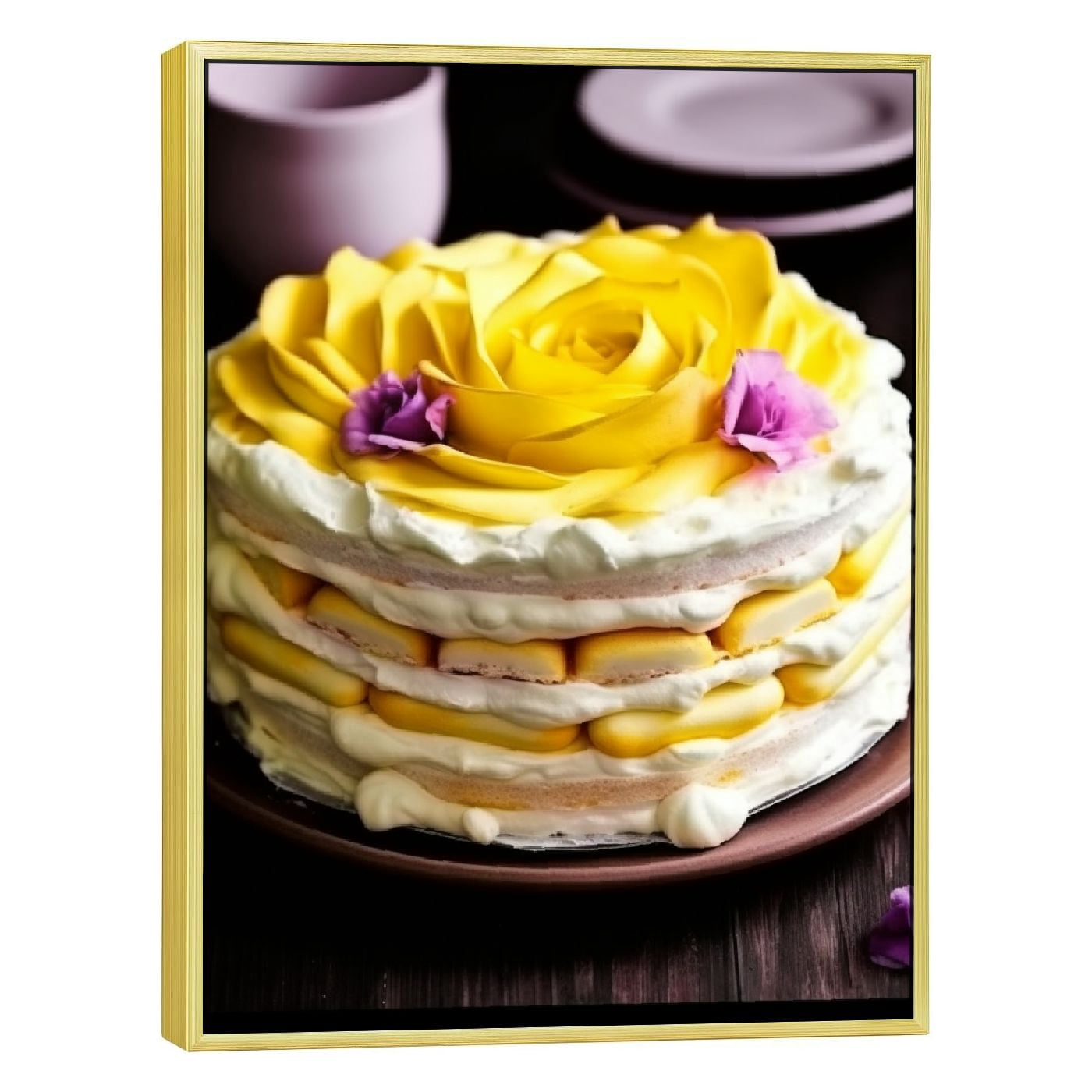 Chilfamy Kitchen Wall Decor Black and White Yellow Wall Art Bread Cake ...